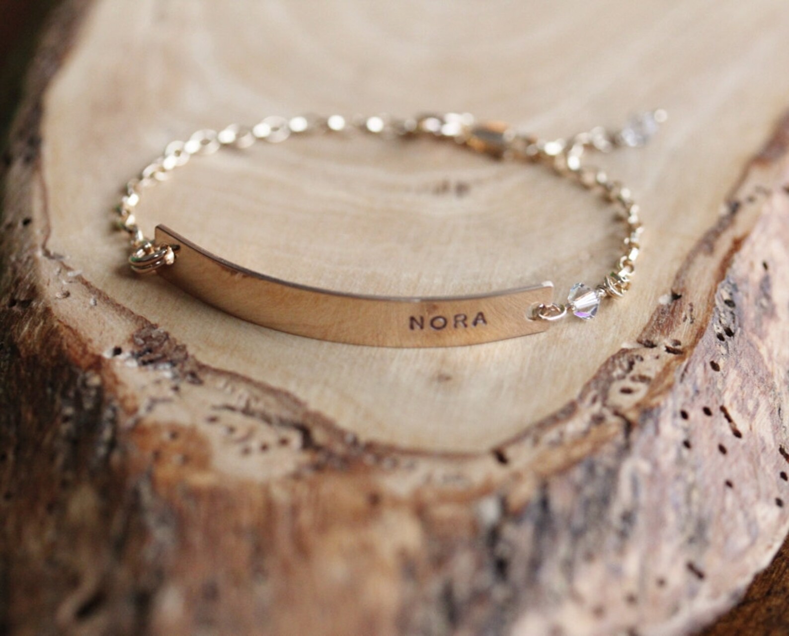 Personalized Gold ID Bracelet Hand Stamped Gold Bracelet - Etsy