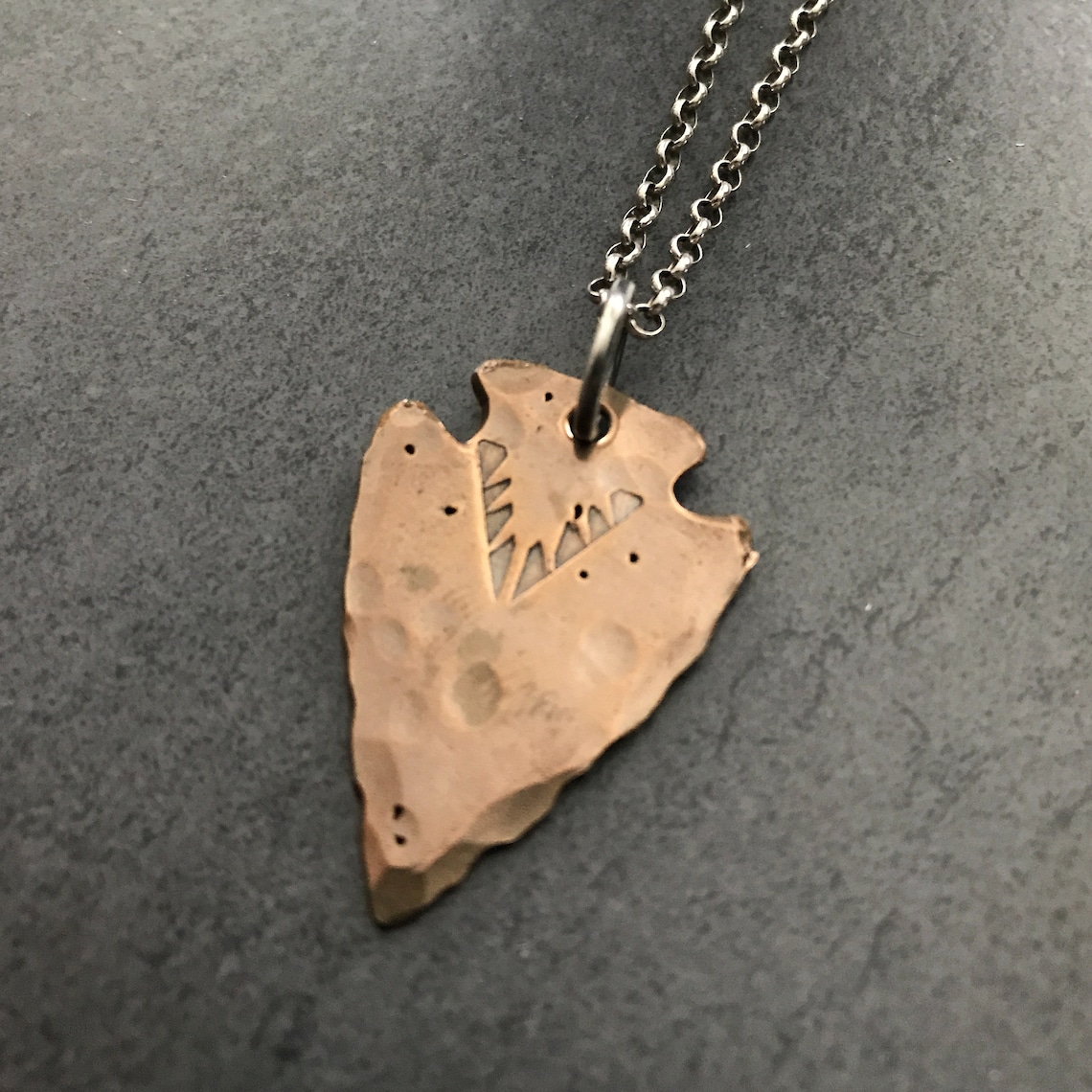 Men's Arrowhead Necklace Bronze and Sterling Silver | Etsy