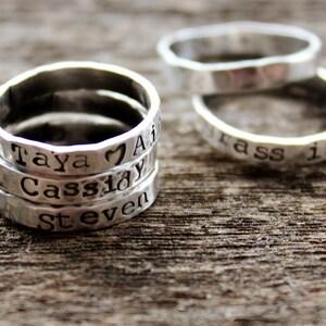 Stacking Rings Personalized, Personalized Sterling Silver Ring Set of 3 ...