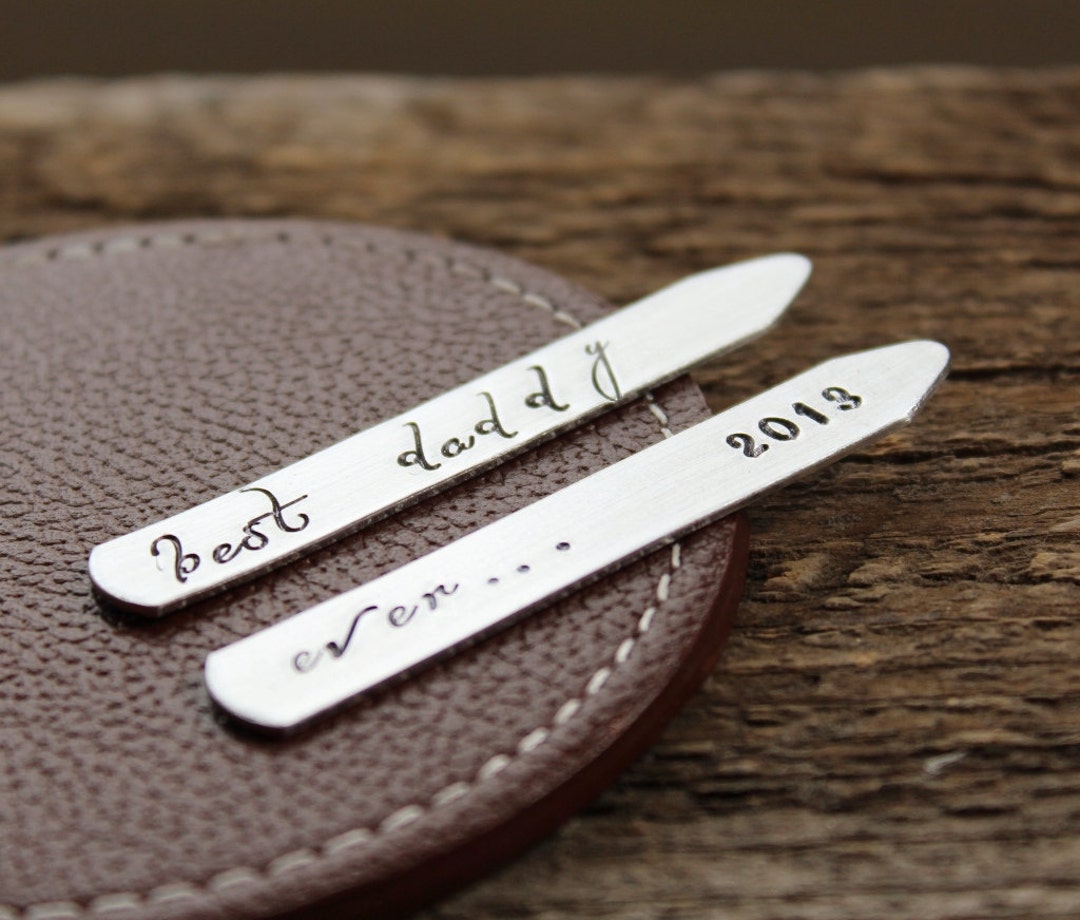 Personalized Men's Collar Stays Hand Stamped Message Gift - Etsy
