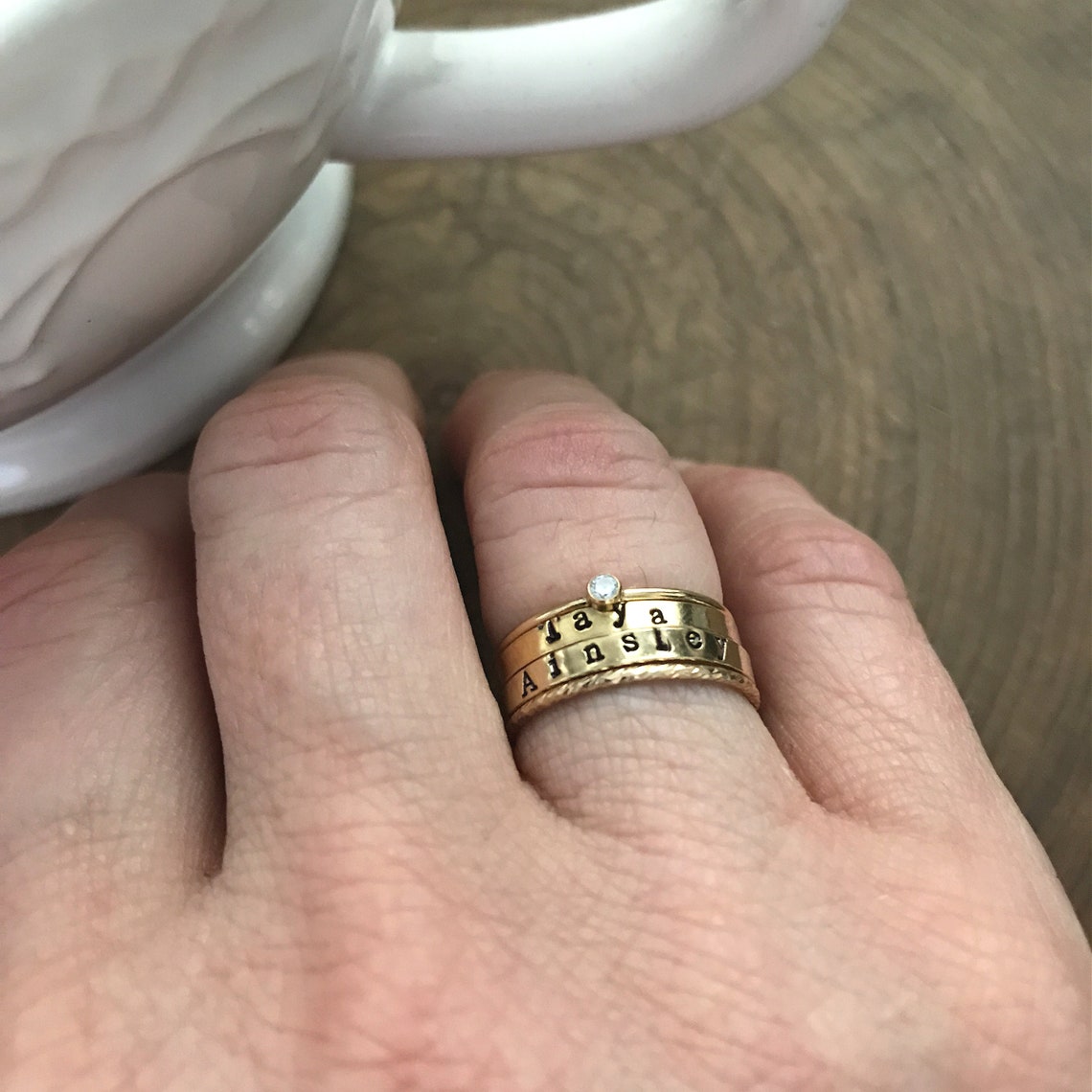 Family Stacking Ring Set in Gold Fill Set of Gold Name Rings | Etsy