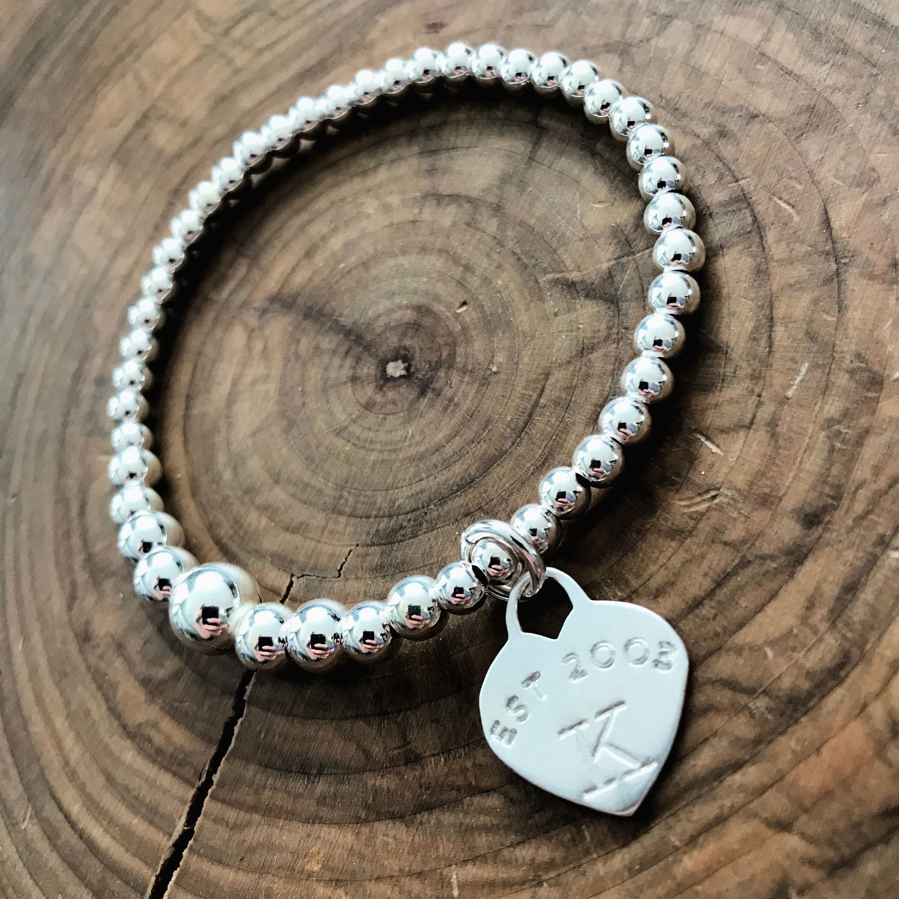 Personalized Heart Charm Bracelet Personalized Sterling - Etsy Canada