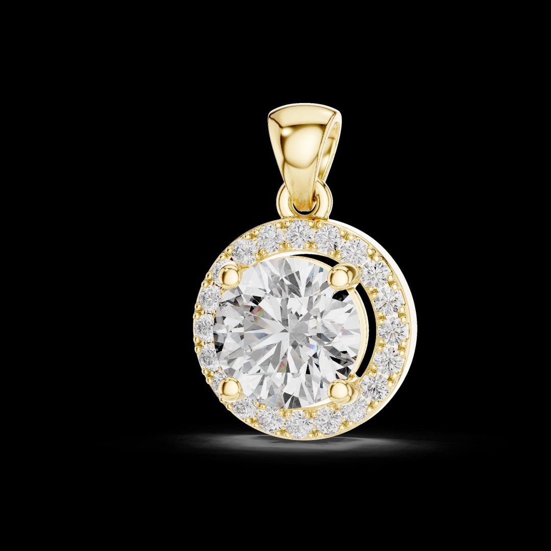 Moissanite Pendant Necklace, 1 Carat, Sterling Silver, Minimalist Style ...