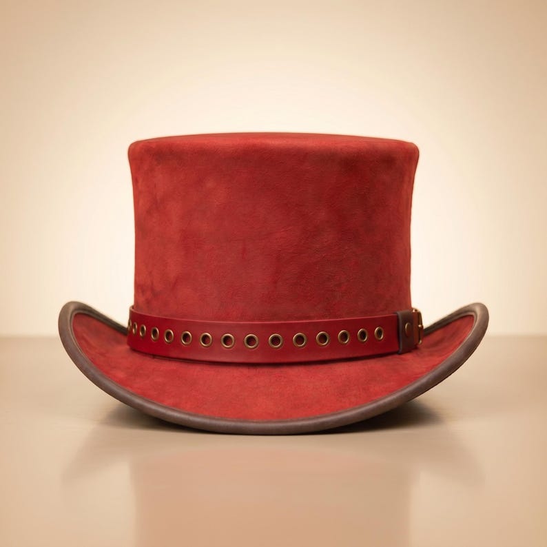 Suede Steampunk Top Hat, Handmade Mad Hatter Hat, Victorian Gothic Hat ...