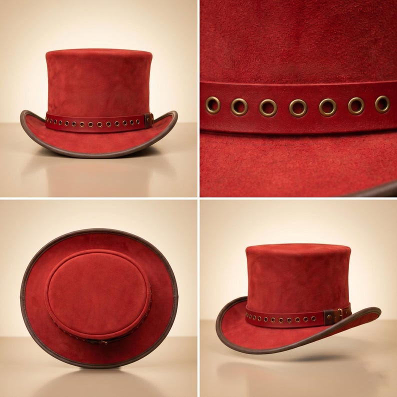 Suede Steampunk Top Hat, Handmade Mad Hatter Hat, Victorian Gothic Hat ...