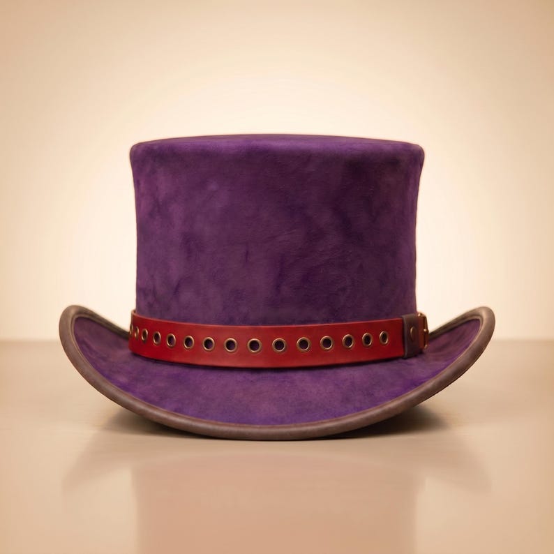 Suede Steampunk Top Hat, Handmade Mad Hatter Hat, Victorian Gothic Hat ...