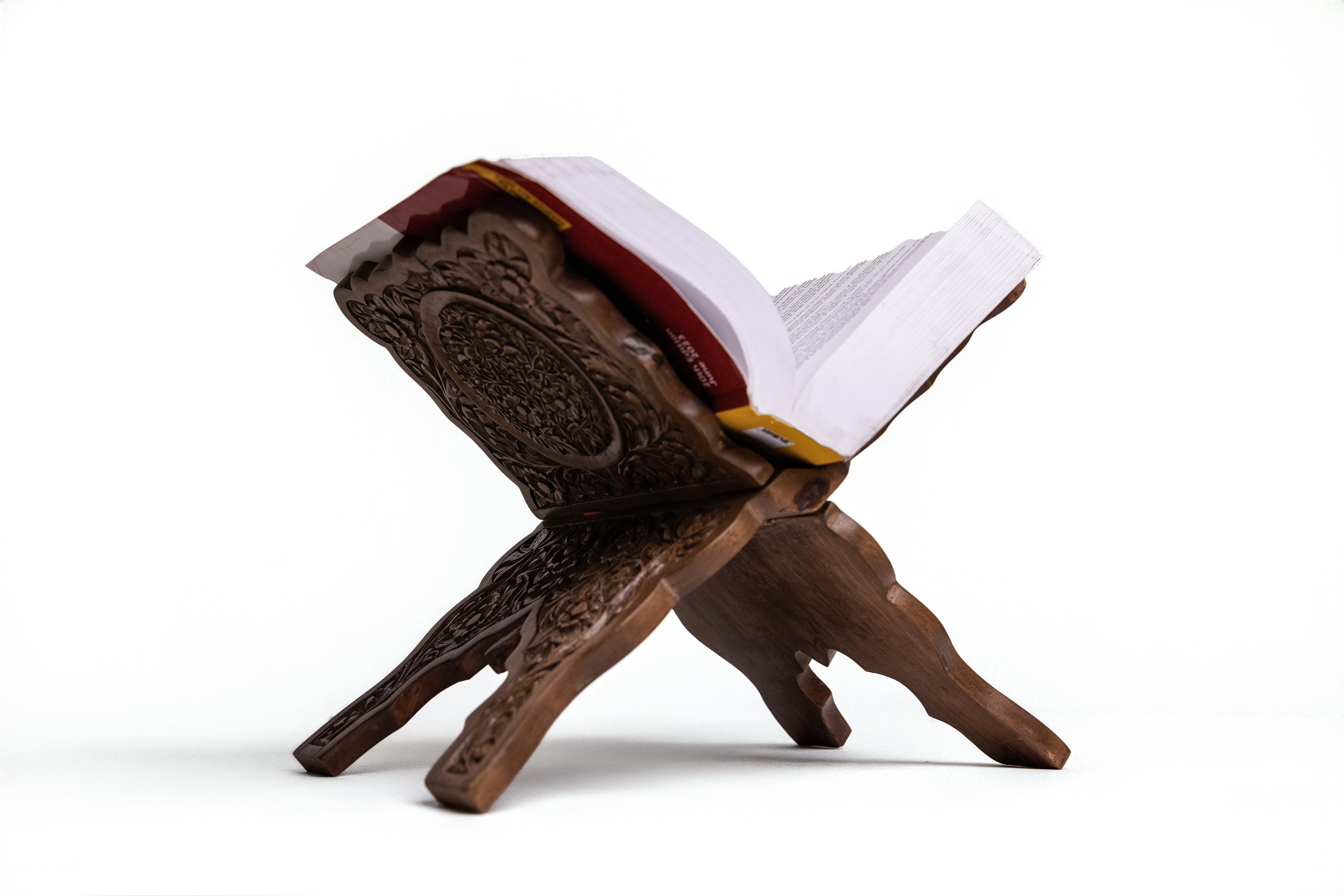 Sacred Rest: Hand-carved Wooden Book Stand (rehal) | Folding Wooden ...