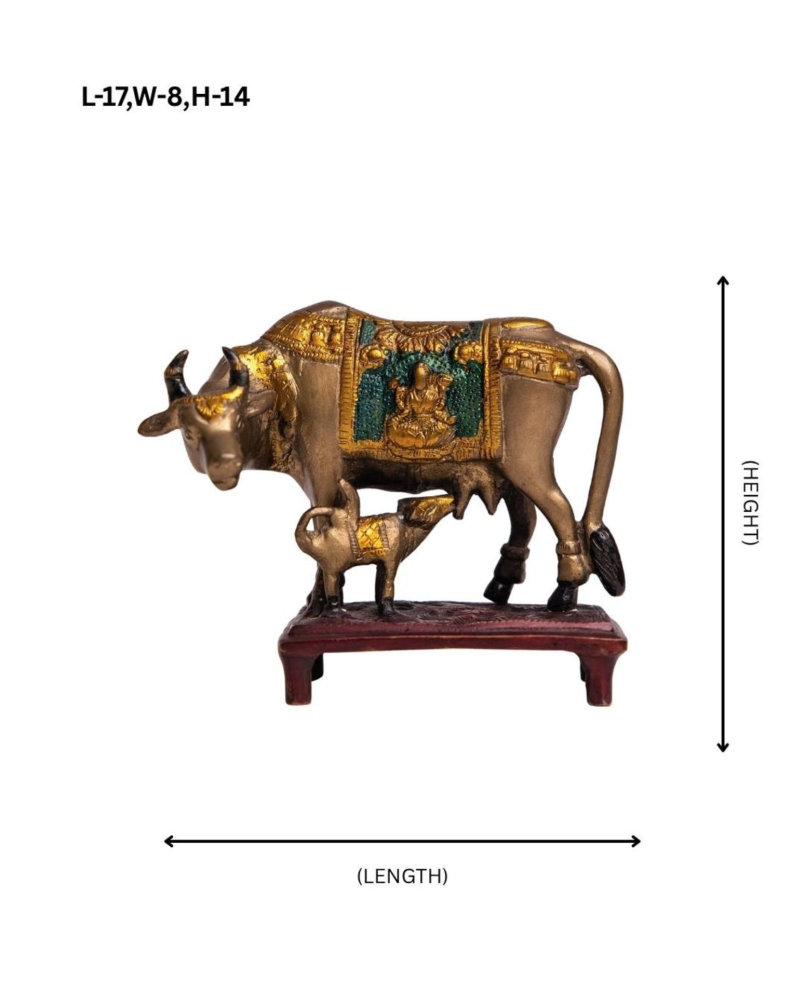 Brass Kamadhenu Cow , Calf Idol | Handcrafted Sacred Cow Statue for ...