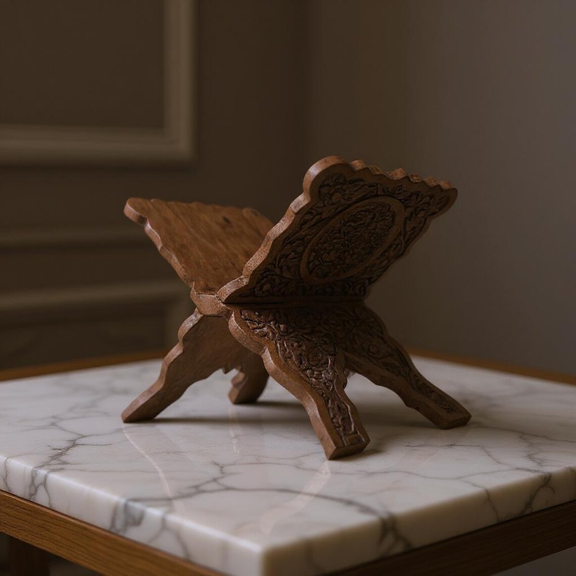 Sacred Rest: Hand-carved Wooden Book Stand (rehal) | Folding Wooden ...
