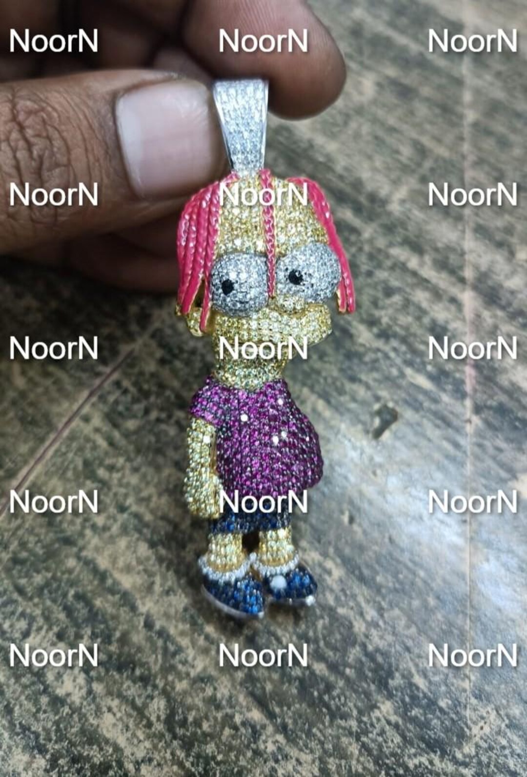Iced Out Cartoon Pendant, Multi Color CZ, 925 Sterling Silver - Etsy