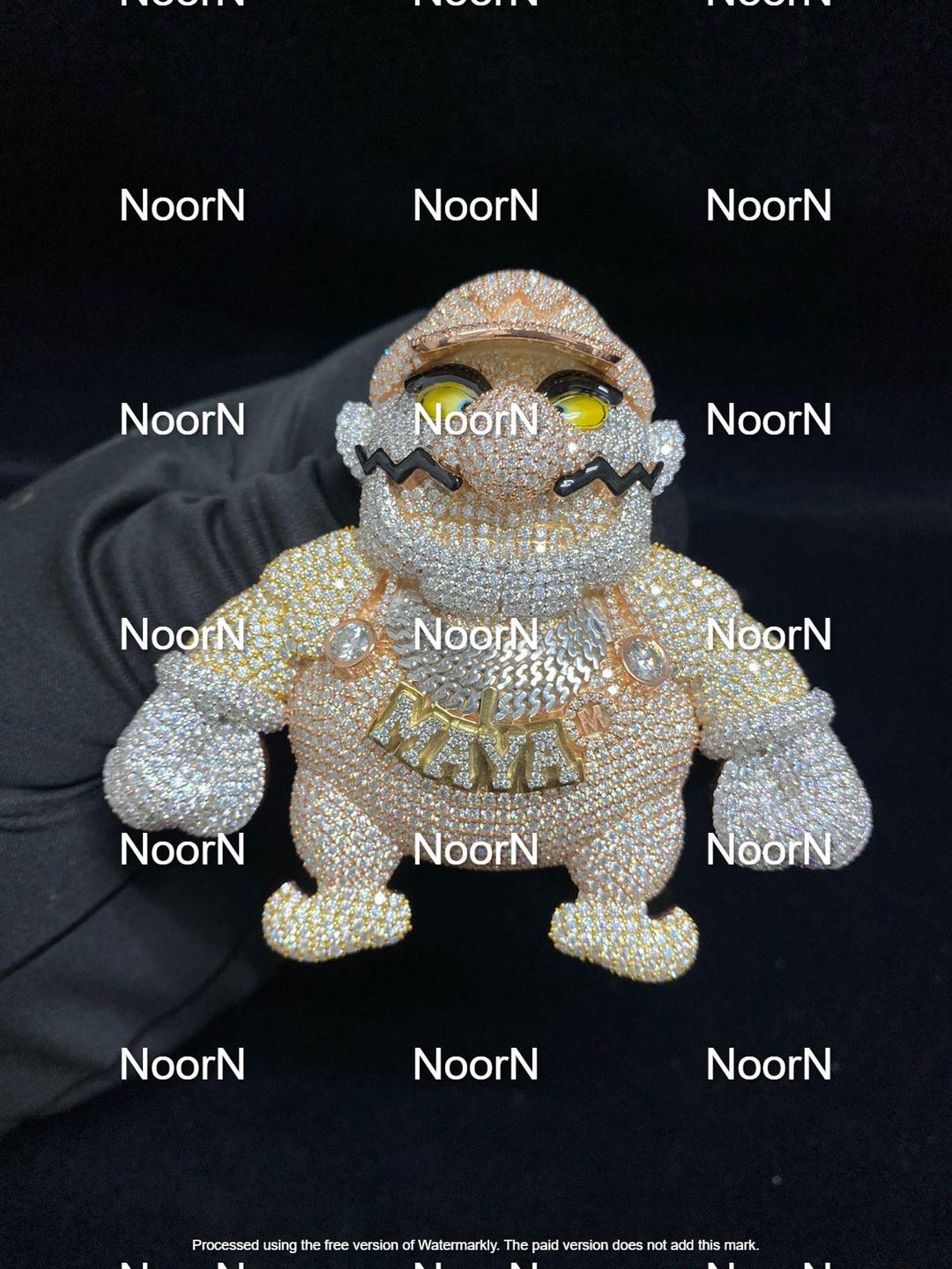 Iced Out Cartoon Pendant: 925 Sterling Silver, CZ / Moissanite Diamond ...