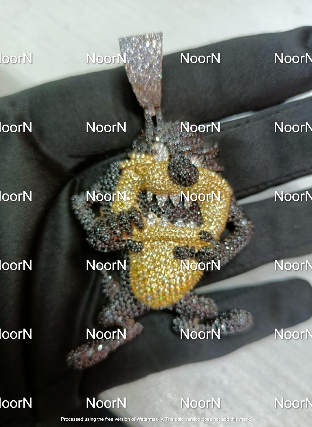 Iced Out Angry Toon Pendant Multi Color Cartoon Men Diamond Handmade ...
