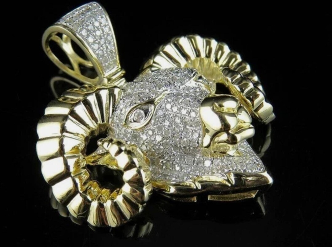 Iced Out Goat Pendant Hip Hop Diamond Charm Pendant 925 Sterling Silver ...