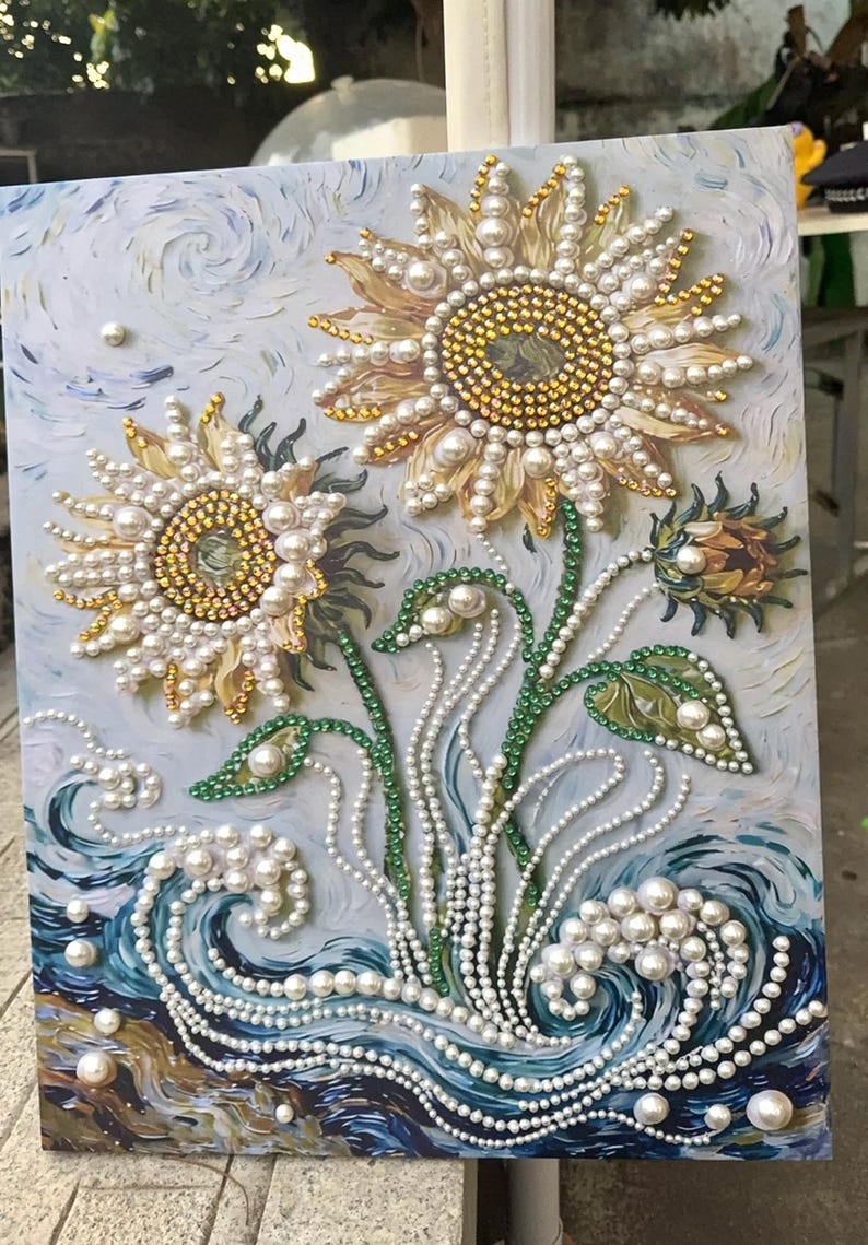 Kit de arte con perlas de girasol para hacer tú mismo, lienzo con ...