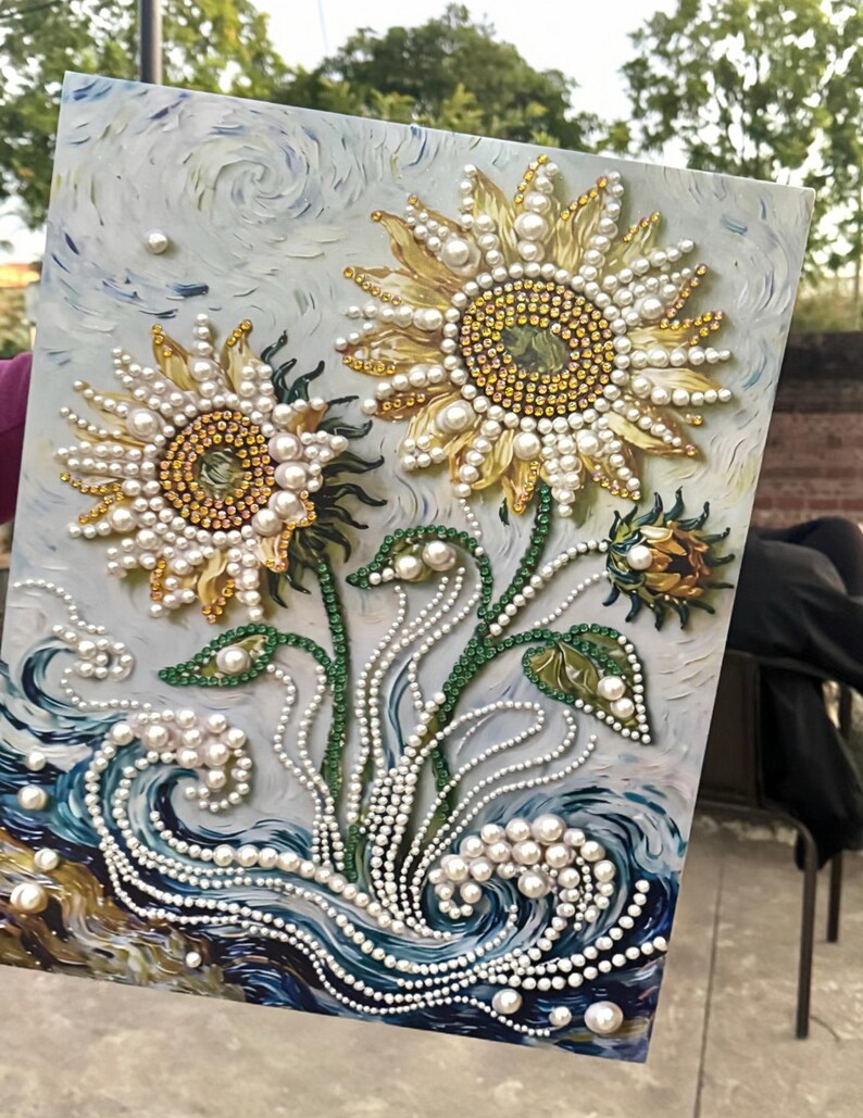 Kit de arte con perlas de girasol para hacer tú mismo, lienzo con ...
