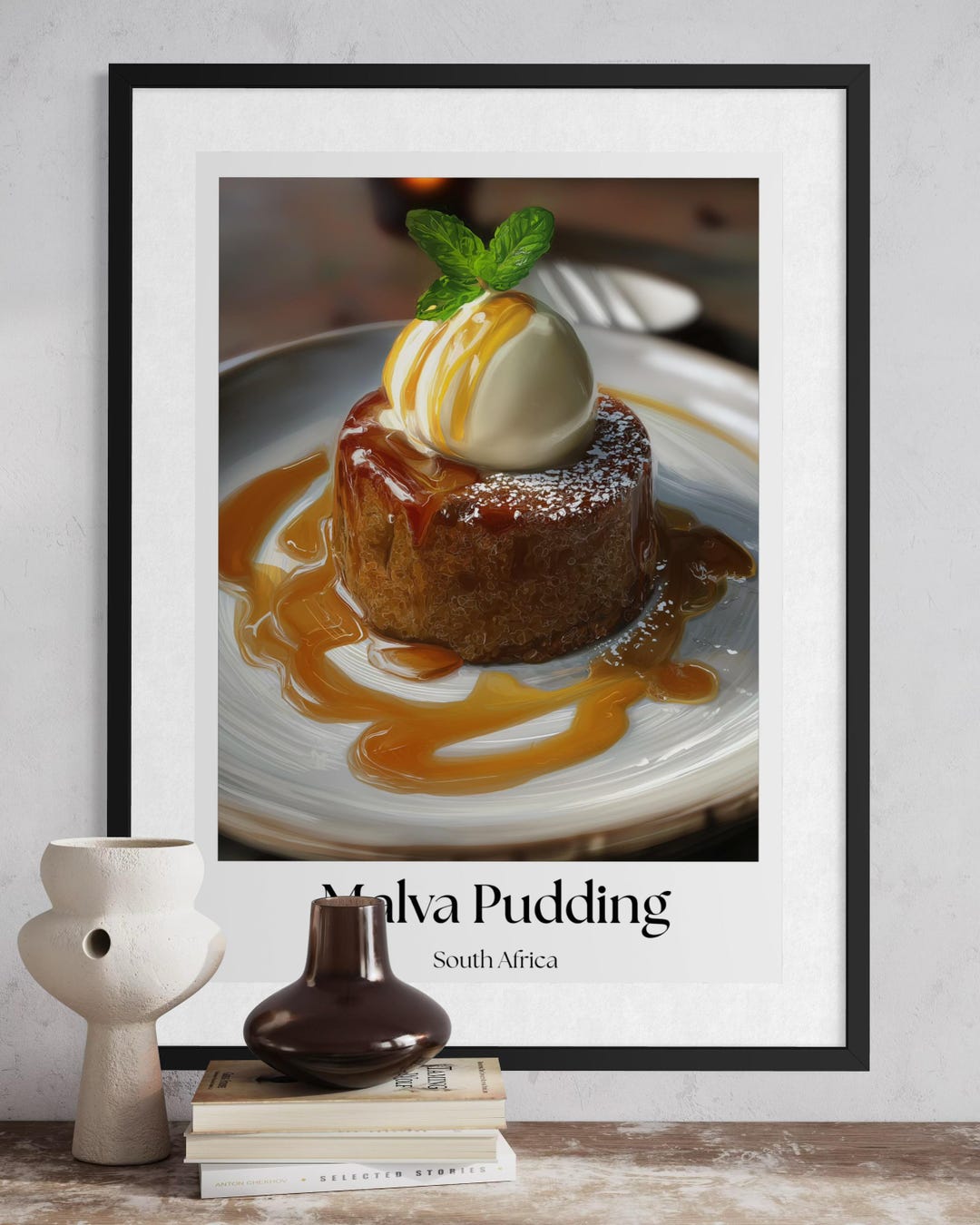 Malva Pudding Food Poster - Malva Pudding Wall Art, Kitchen Decor, S ...