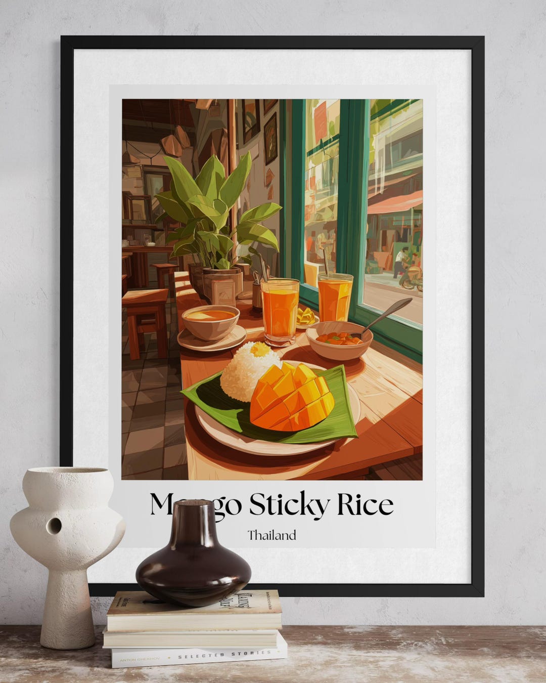 Mango Sticky Rice Food Poster - Thai Wall Art, Kitchen Decor, Mango ...