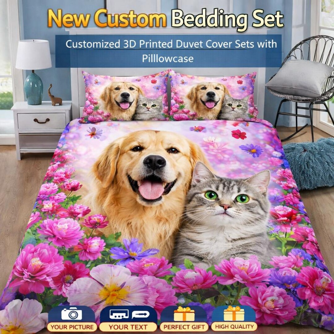 Personalized 3D Printed Duvet Cover Set | Custom Bedding - Etsy