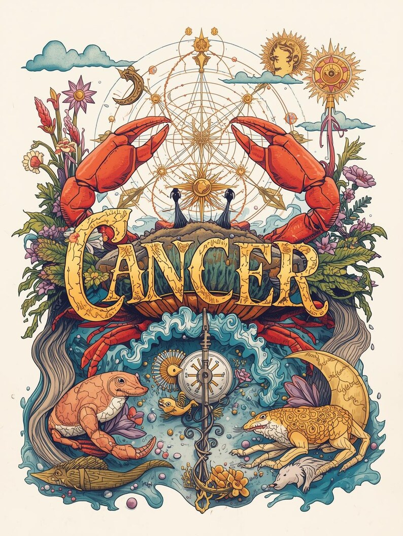 Cancer Zodiac Poster: Nurturing Astrology Art - Etsy