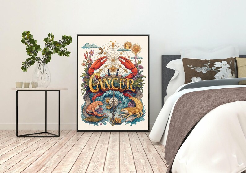 Cancer Zodiac Poster: Nurturing Astrology Art - Etsy
