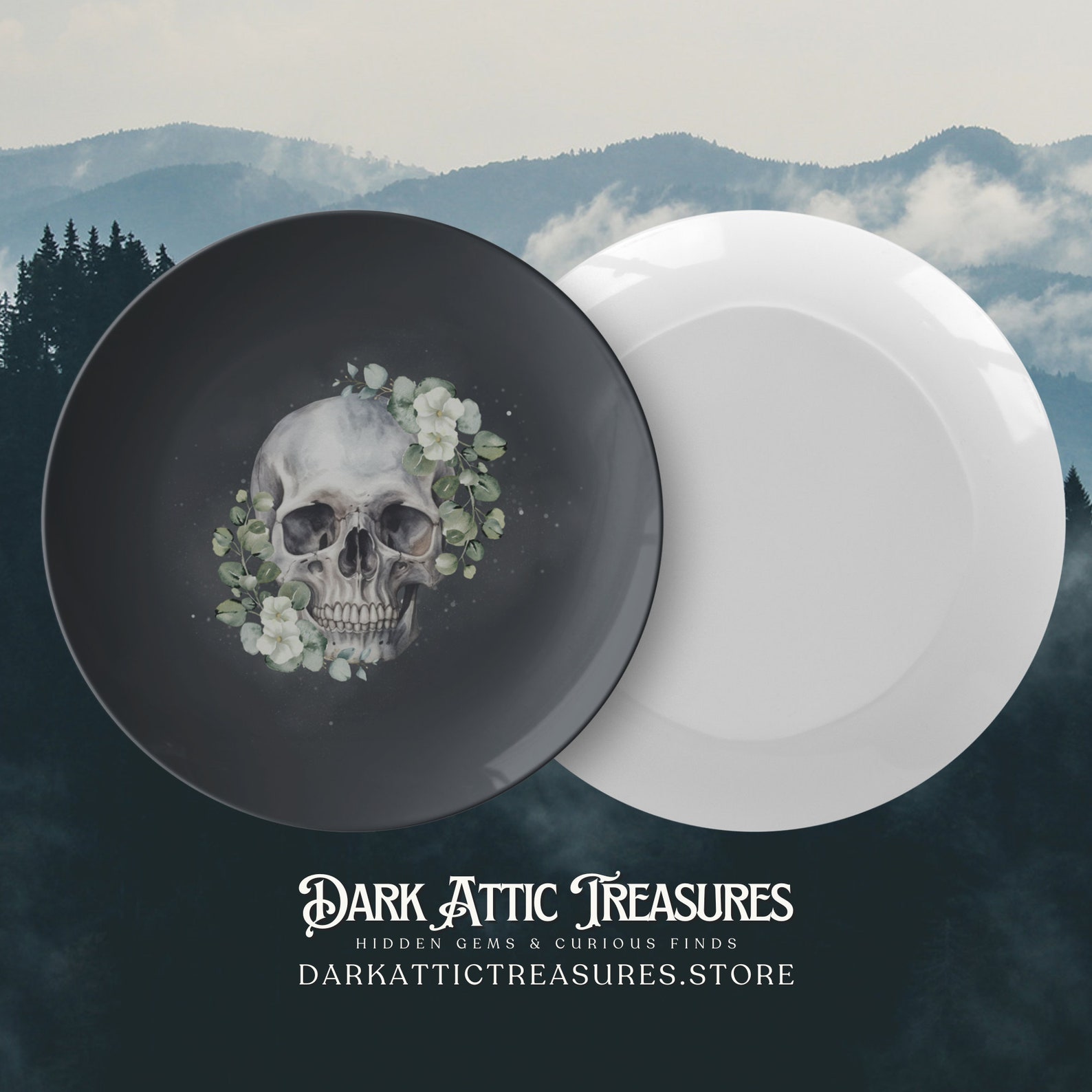 Decaying Beauty Skull Plate Set Skull & Floral Dinner Plates - Etsy