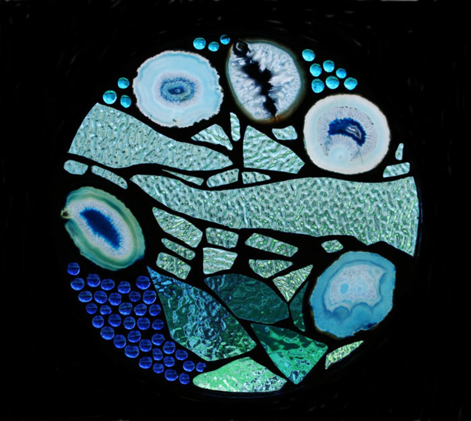 Custom Made Abstract Stained Glass/agate Round Panels - Etsy