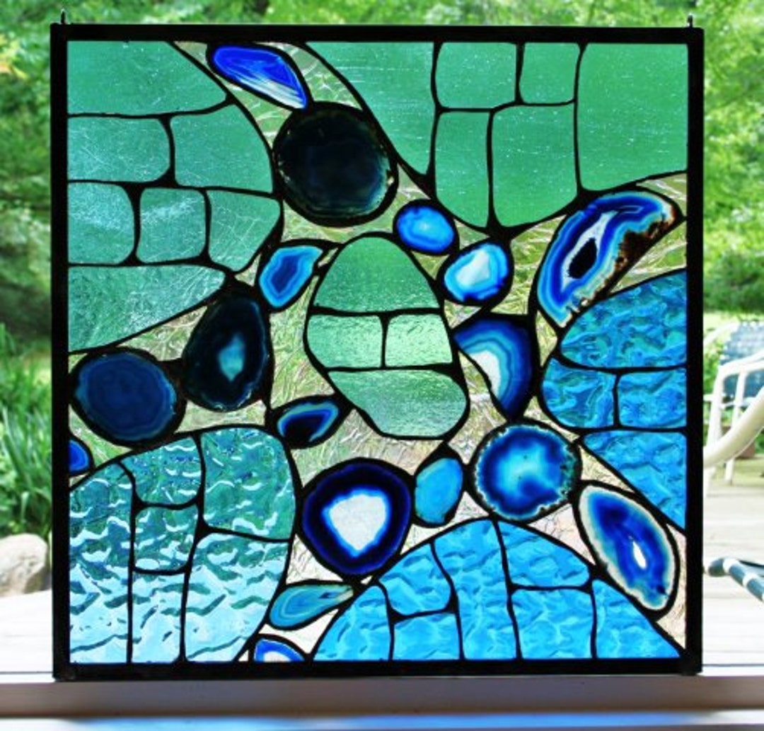 Custom Made Abstract Stained Glass/agate Square Panels - Etsy