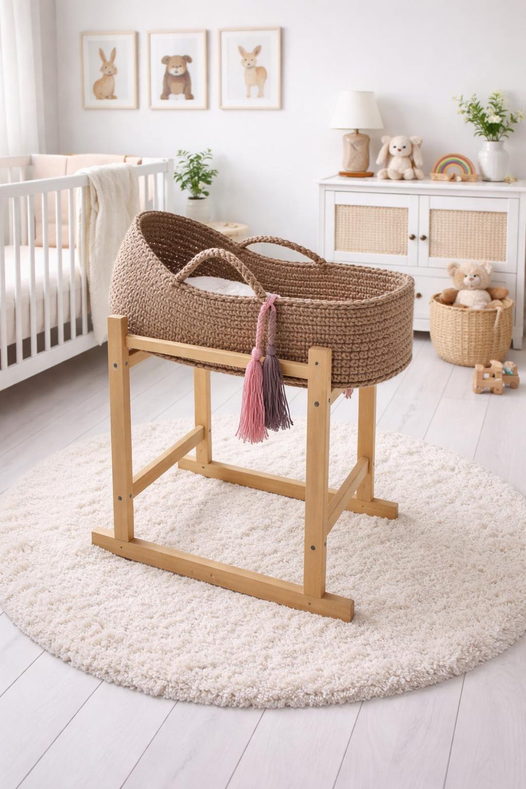Doll Basket Crocheted Bassinet for Doll, Montessori Toy Bed, Reborn ...