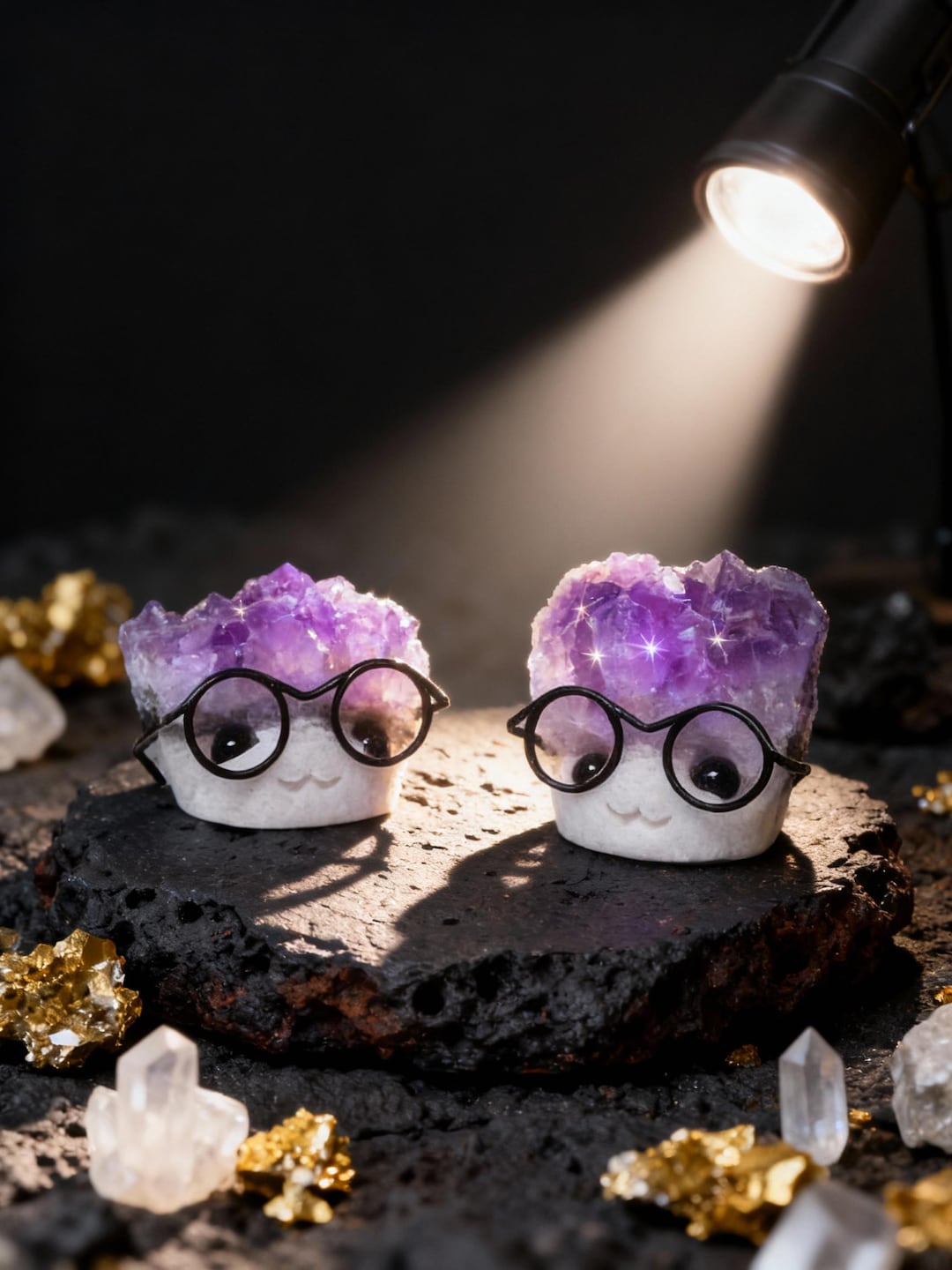 Amethyst Crystal Study Buddy Smiling Scholar With Glasses Healing ...