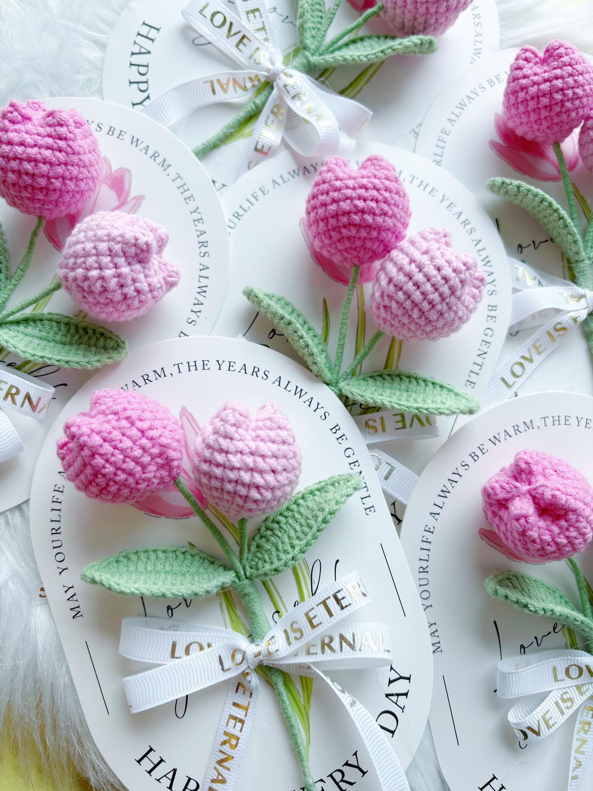 Personalised , Handmade Crochet Card, New Baby Girl, Crochet Tulip ...