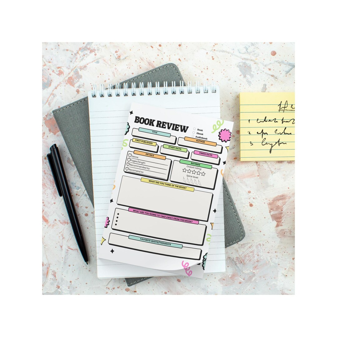 Book Review Sticky Notes, Reading Journal Notepad - Etsy
