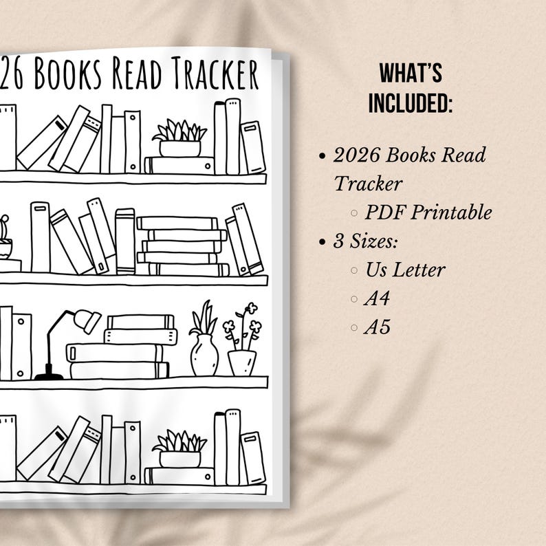 2026 Bookshelf Reading Tracker, Printable Book Log (digital Download ...