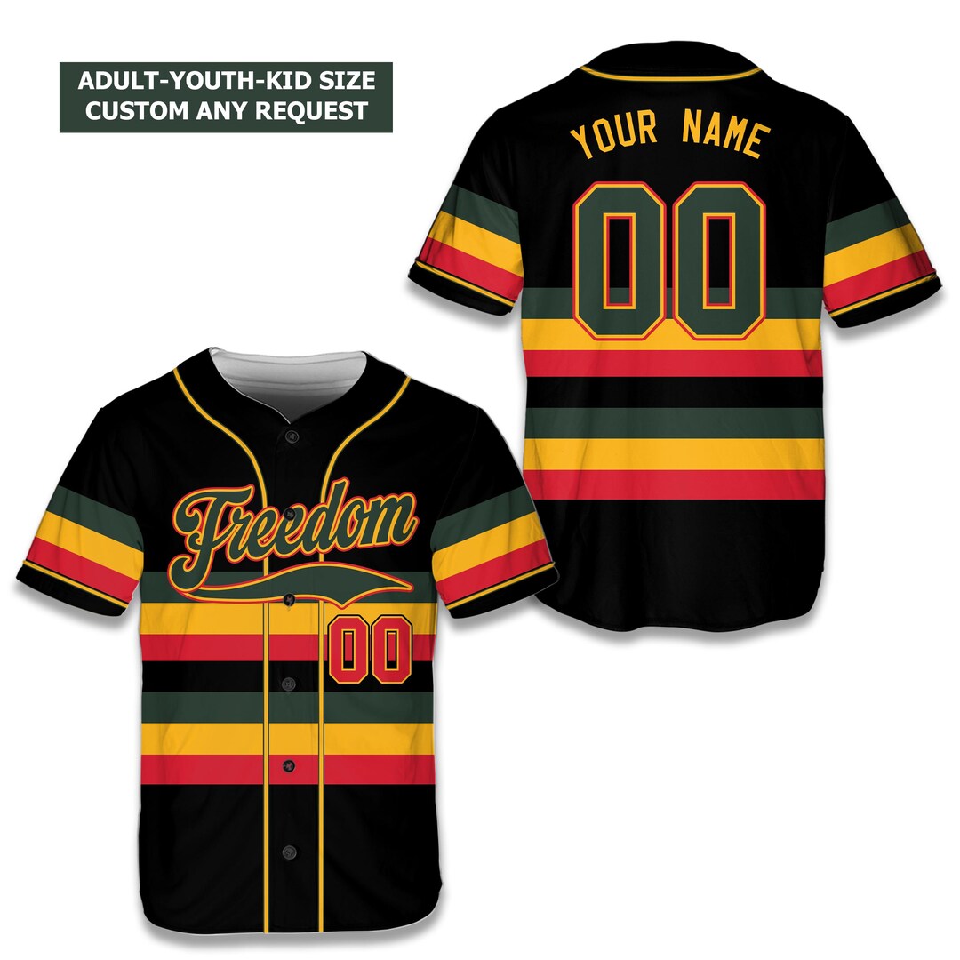 Personalized Name Juneteenth Freedom Baseball Jersey, Custom Black ...