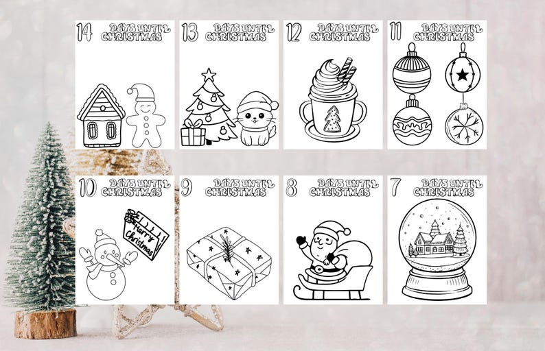 Christmas Countdown Coloring Pages | Advent Coloring Calendar | 25 Days ...