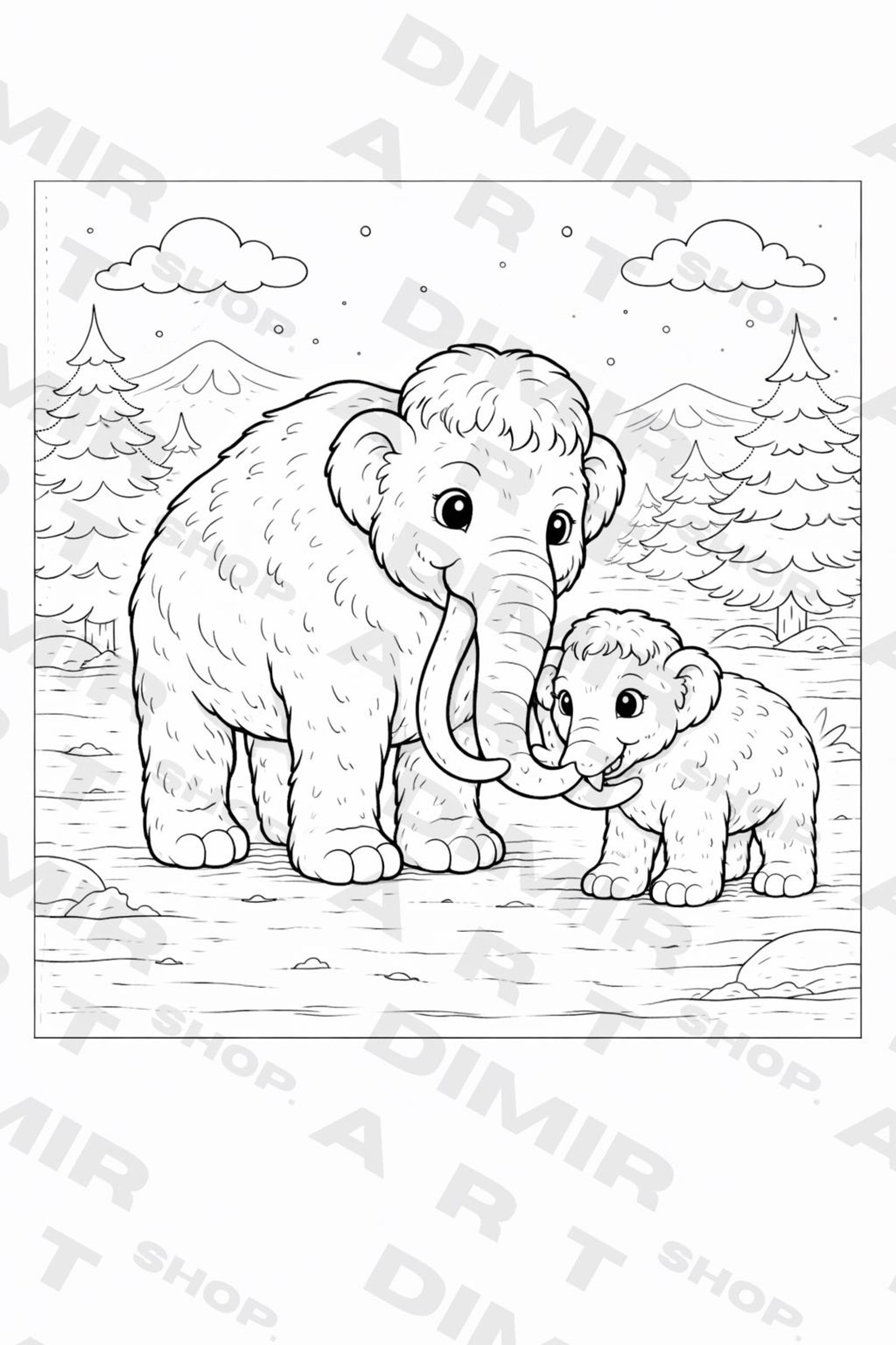 Cute Ice Age Animals Coloring Book for Kids Printable PDF 40 Pages - Etsy