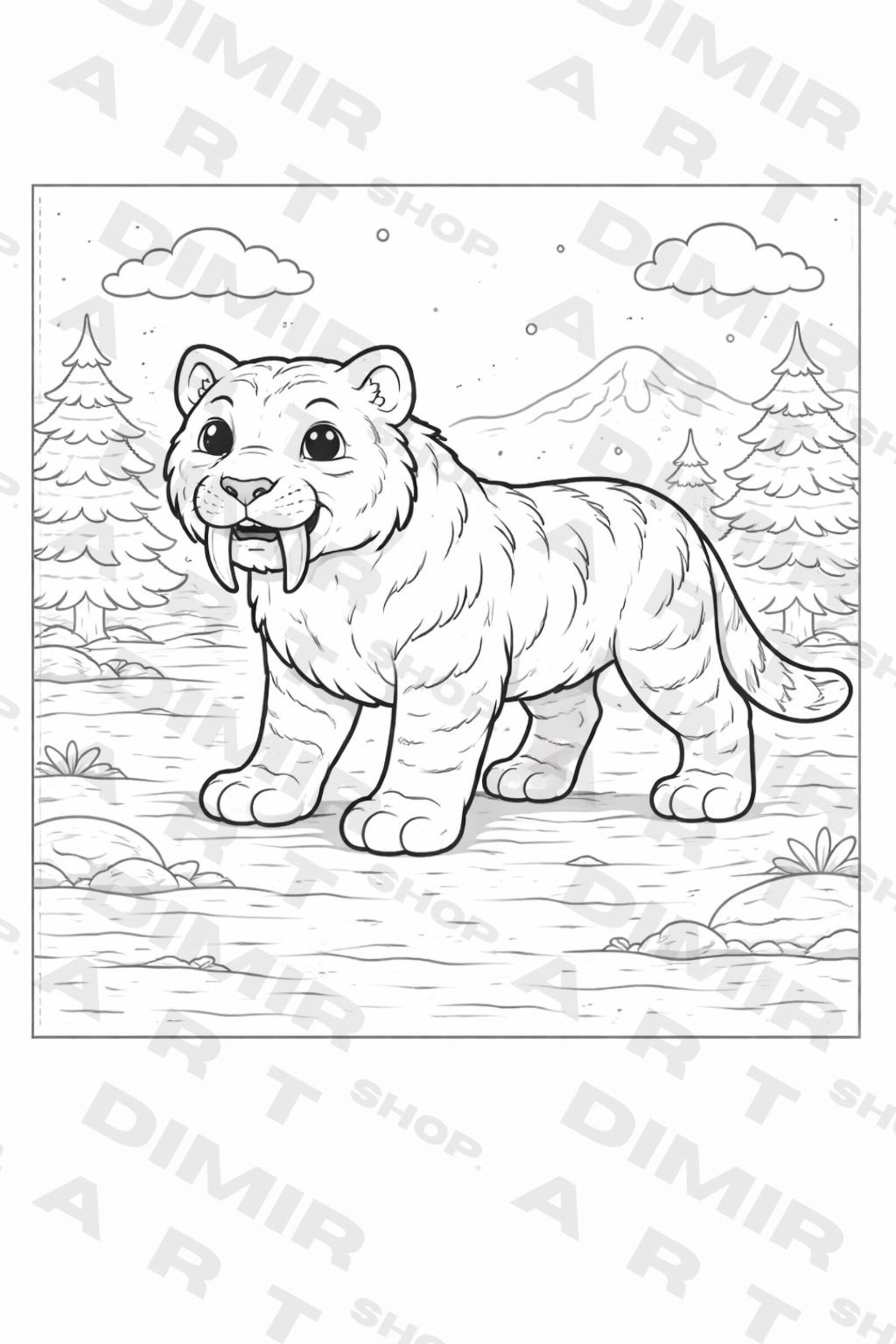 Cute Ice Age Animals Coloring Book for Kids Printable PDF 40 Pages - Etsy