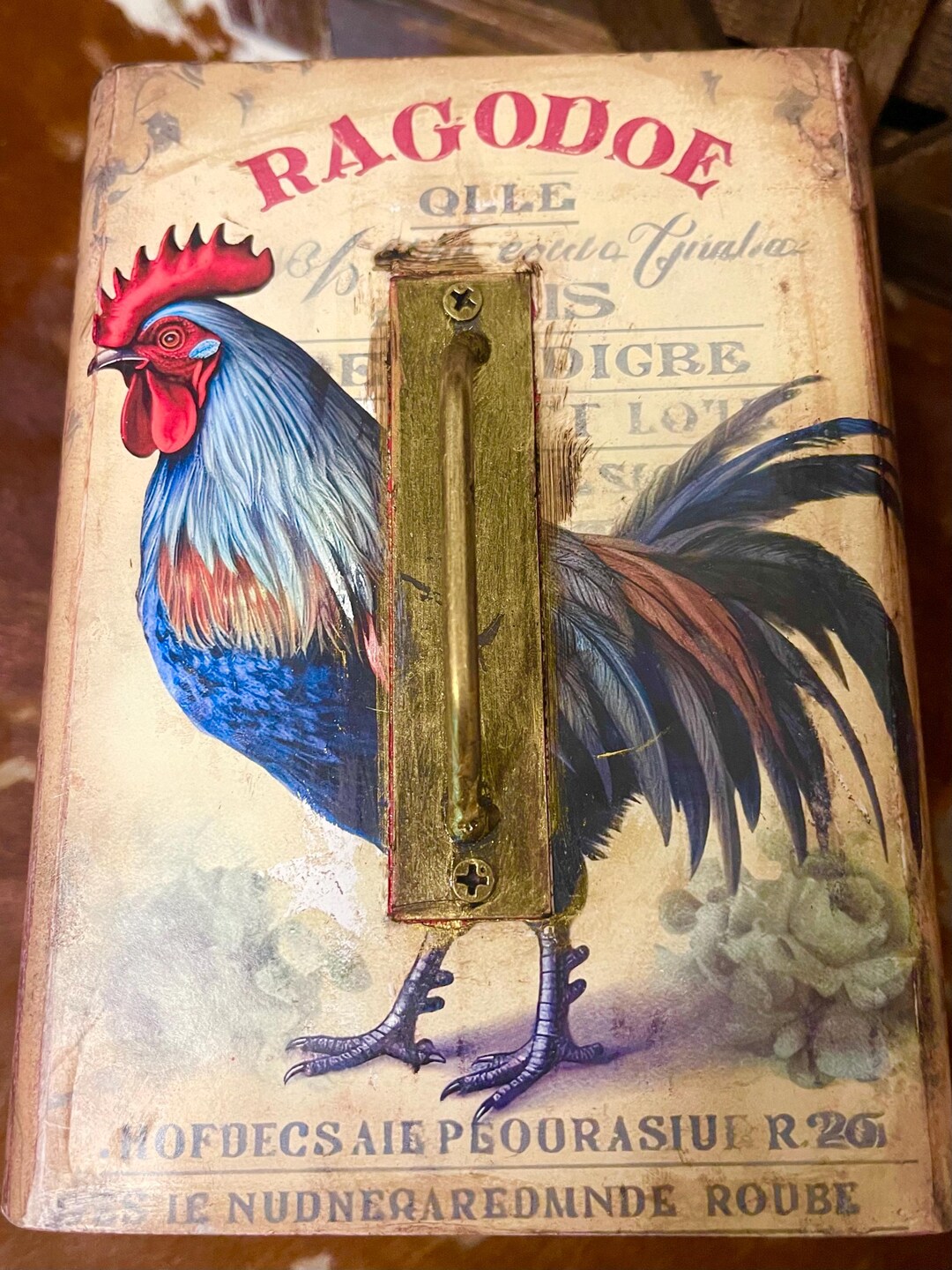 Vintage Farmhouse Rooster Print Keepsake Box: Distressed Red & Black - Etsy