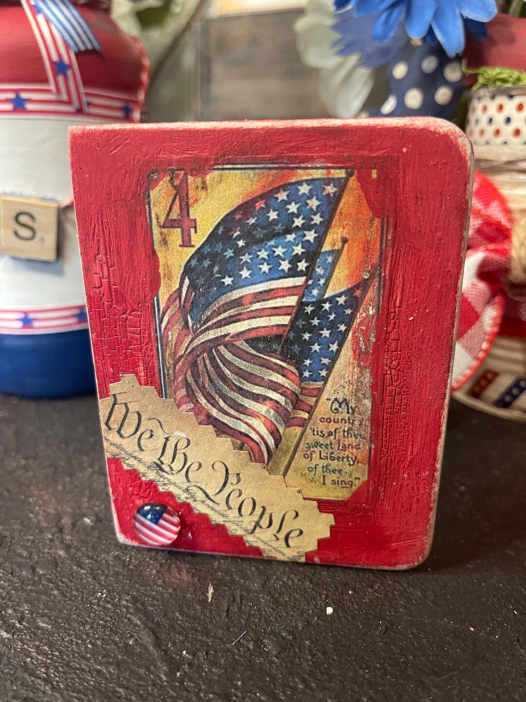 Distressed 4th of July Wooden Book Box: Patriotic Decor - Etsy