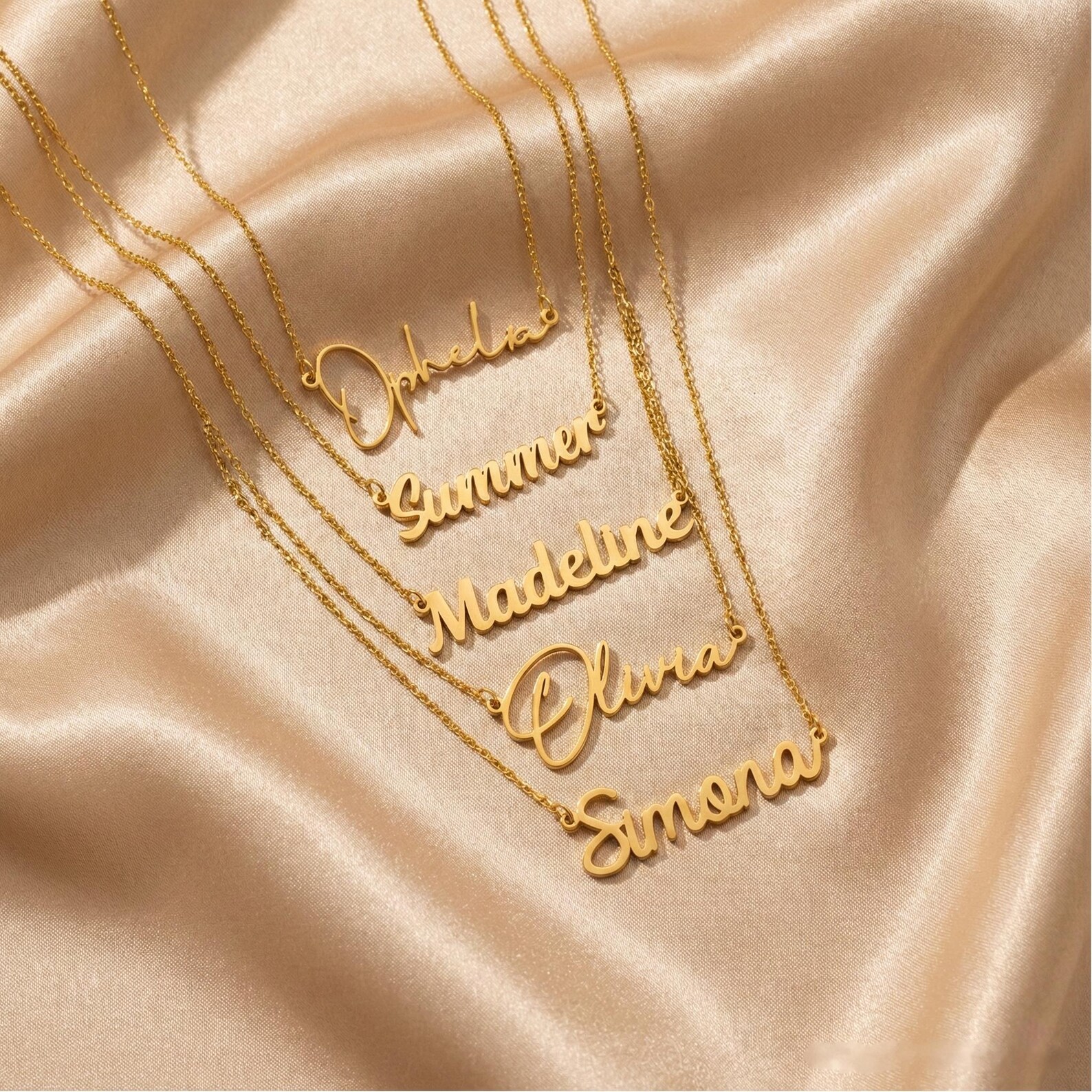 Custom Name Necklace, Personalized Stainless Steel Nameplate, Gold ...