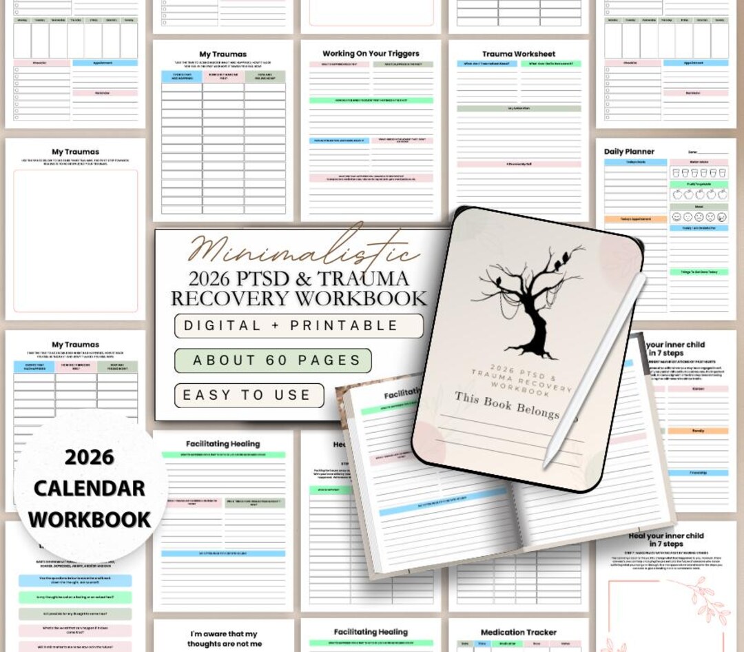 PTSD Trauma Recovery Workbook Emotional Healing Journal Coping Skills ...