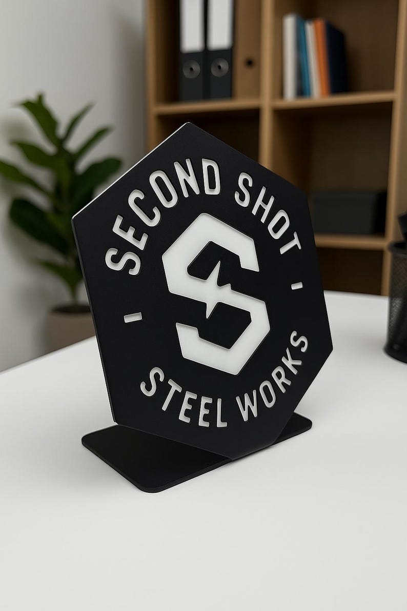 Metal Logo Sign for Office | Personalized Steel Business Sign | Desk or ...