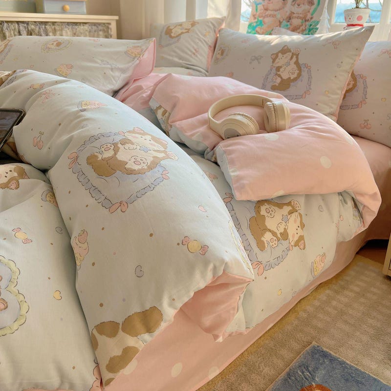Cute Cat Flowers Bedding - Etsy UK