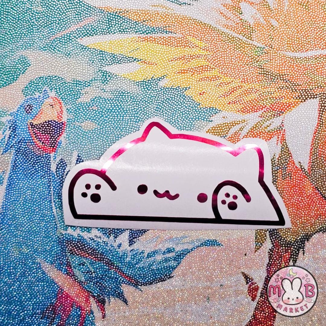 Bongo Cat Peeker Fan-inspired Waterproof Vinyl Decal | Cute Meme Cat ...