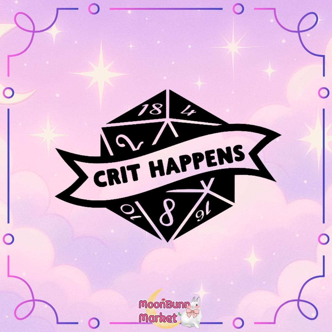 Crit Happens D20 Sticker • Funny Dnd Decal • Tabletop RPG Vinyl Sticker ...