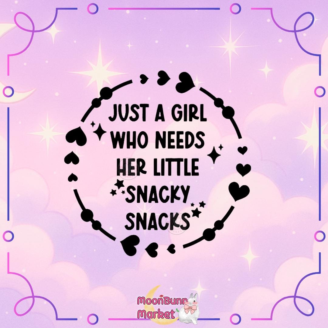 Just a Girl Who Needs Her Snacky Snacks Sticker • Funny Food Lover ...