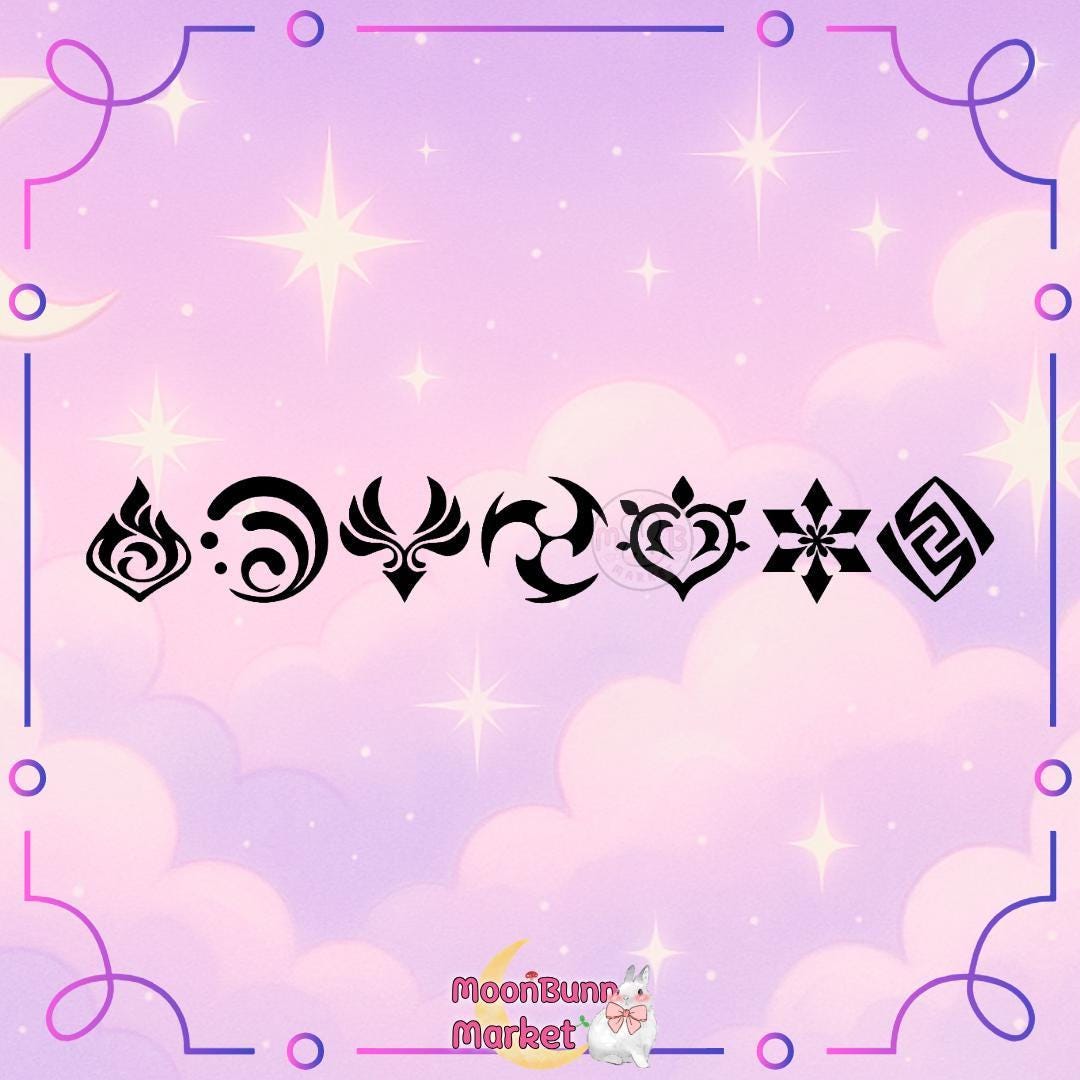 Genshin Impact Element Symbols Decal Set | Pyro Hydro Anemo Electro ...