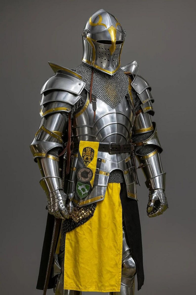Medieval Knight Full Armor Set | Blackened Steel LARP Cosplay Costume ...