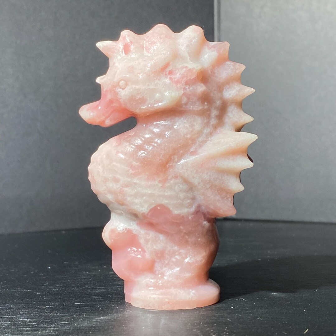 Pink Opal Crystal Sea Horse Statue, Reiki Healing Decor - Etsy