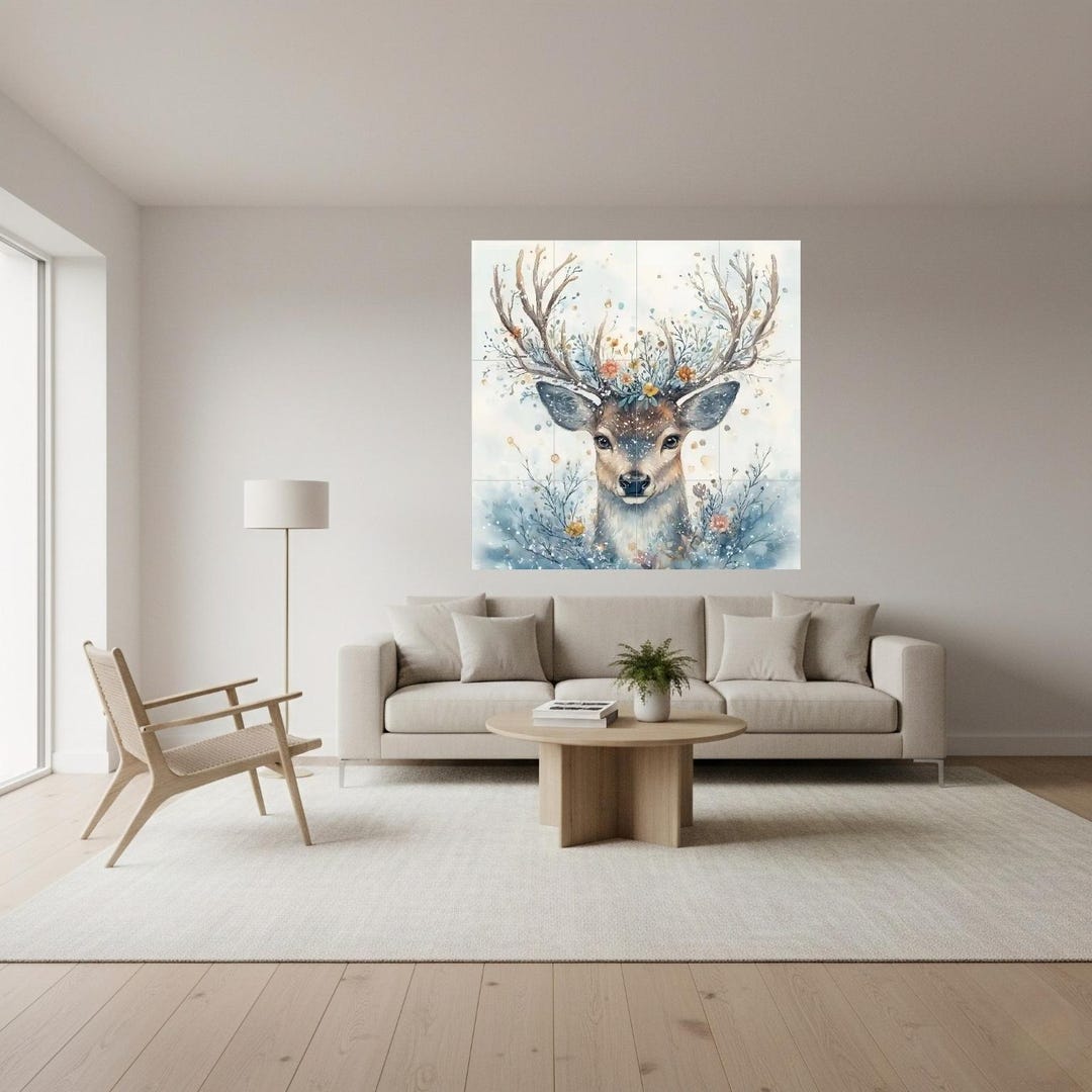Geometric Stag Puzzle Poster | DIY Winter Wall Art - Etsy