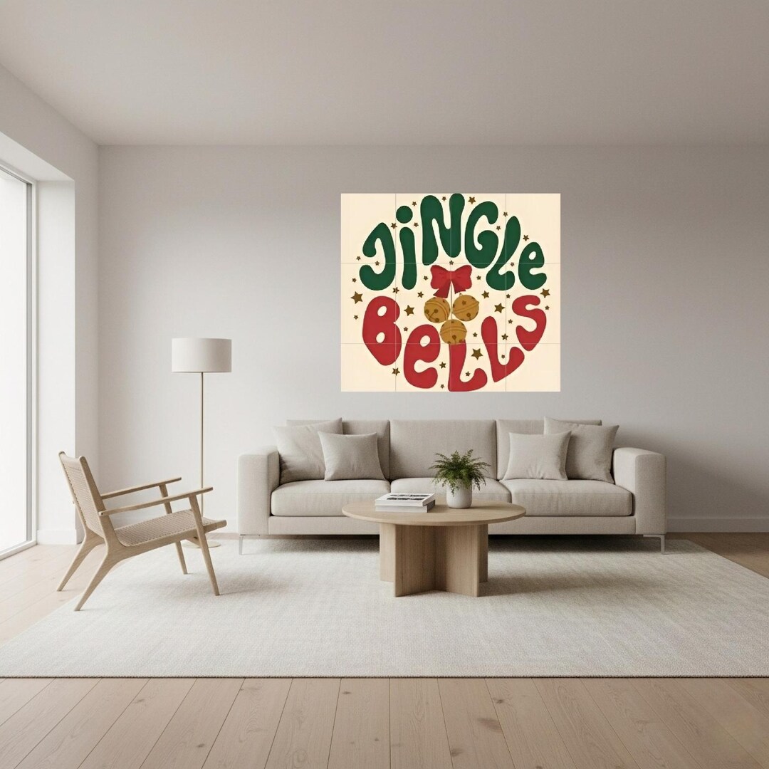 Retro Jingle Bells Puzzle Poster | DIY Christmas Wall Art (digital ...